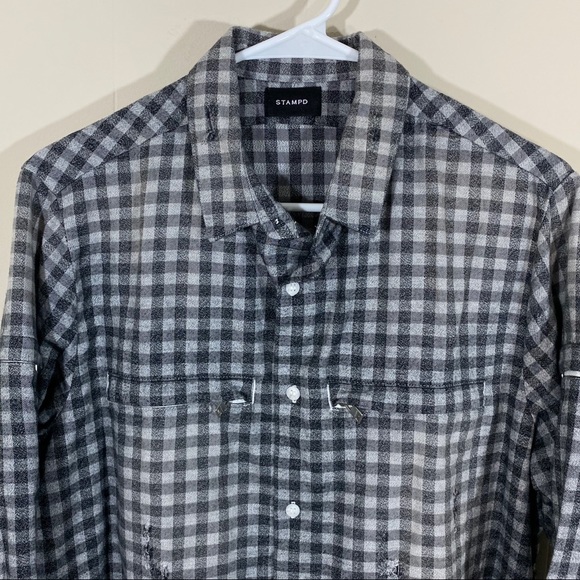Stampd | Shirts | Stampd Distressed Button Down Flannel Shirt | Poshmark